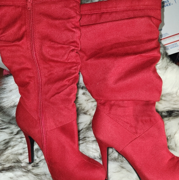 Shoes | Red High Heel Boots | Poshmark
